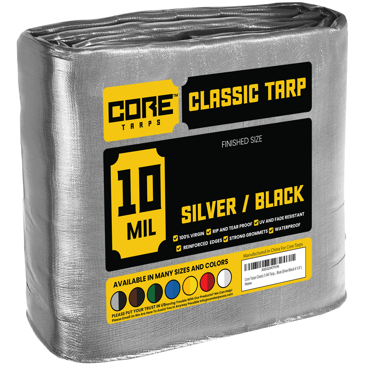 Core Tarps Heavy Duty Silver/Black 10 Mil Tarp. | Brix Tarps